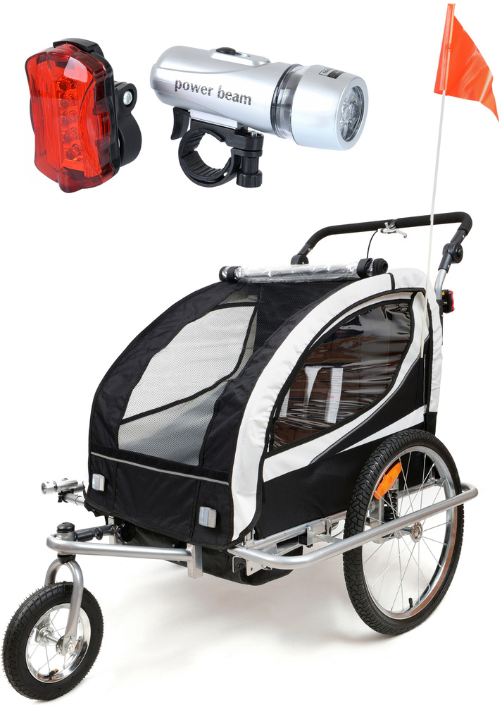 Bicycle trailer with shock absorber 2-seater +JOGGER black black | Kids ...